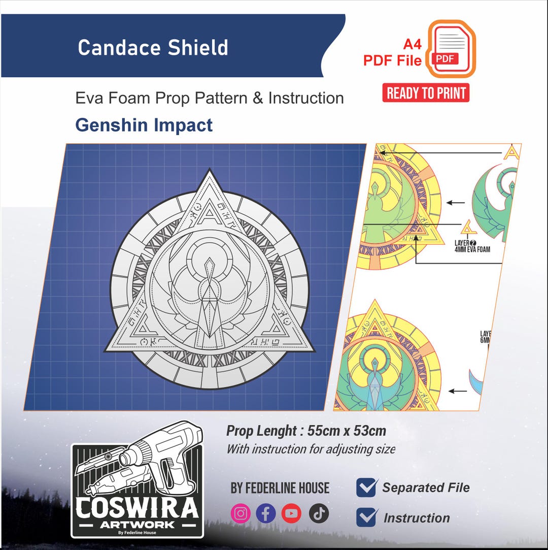 Candace Shield Prop Pattern Template – EVA Foam Pattern for Cosplay ...