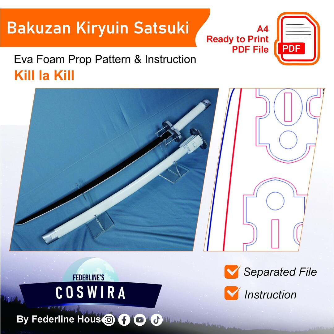 Bakuzan Katana Prop Template – EVA Foam Pattern for Cosplay & DIY ...