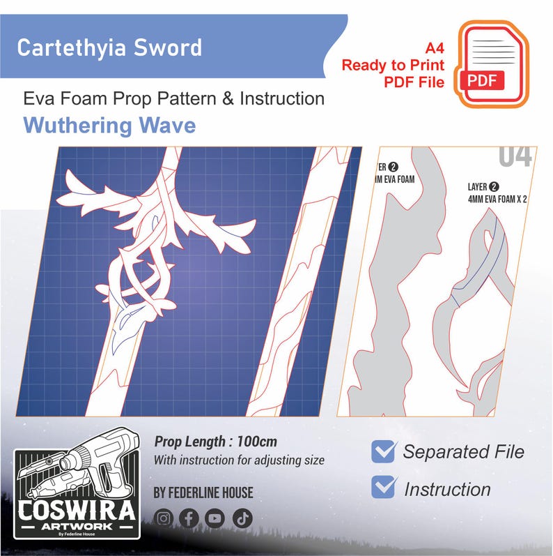 Cartethyia Sword Prop Template – EVA Foam Pattern Inspired by Wuthering ...