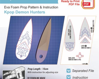 Zoey Knife Prop Template – EVA Foam Pattern Inspired by KPOP Demon Hunters for Cosplay & DIY ...