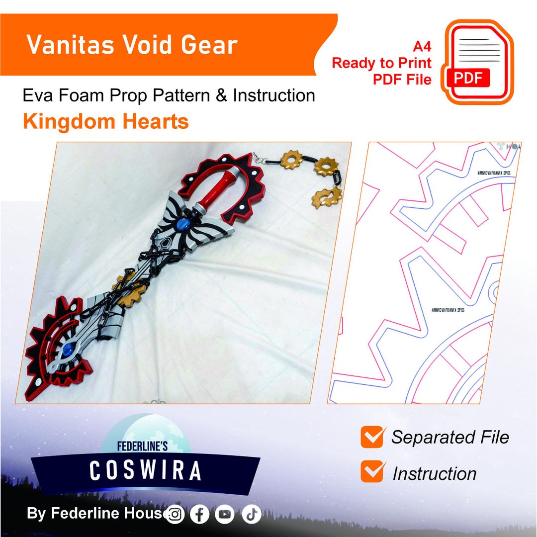 Vanitas Void Gear Keyblade Prop Template – EVA Foam Pattern Inspired by ...