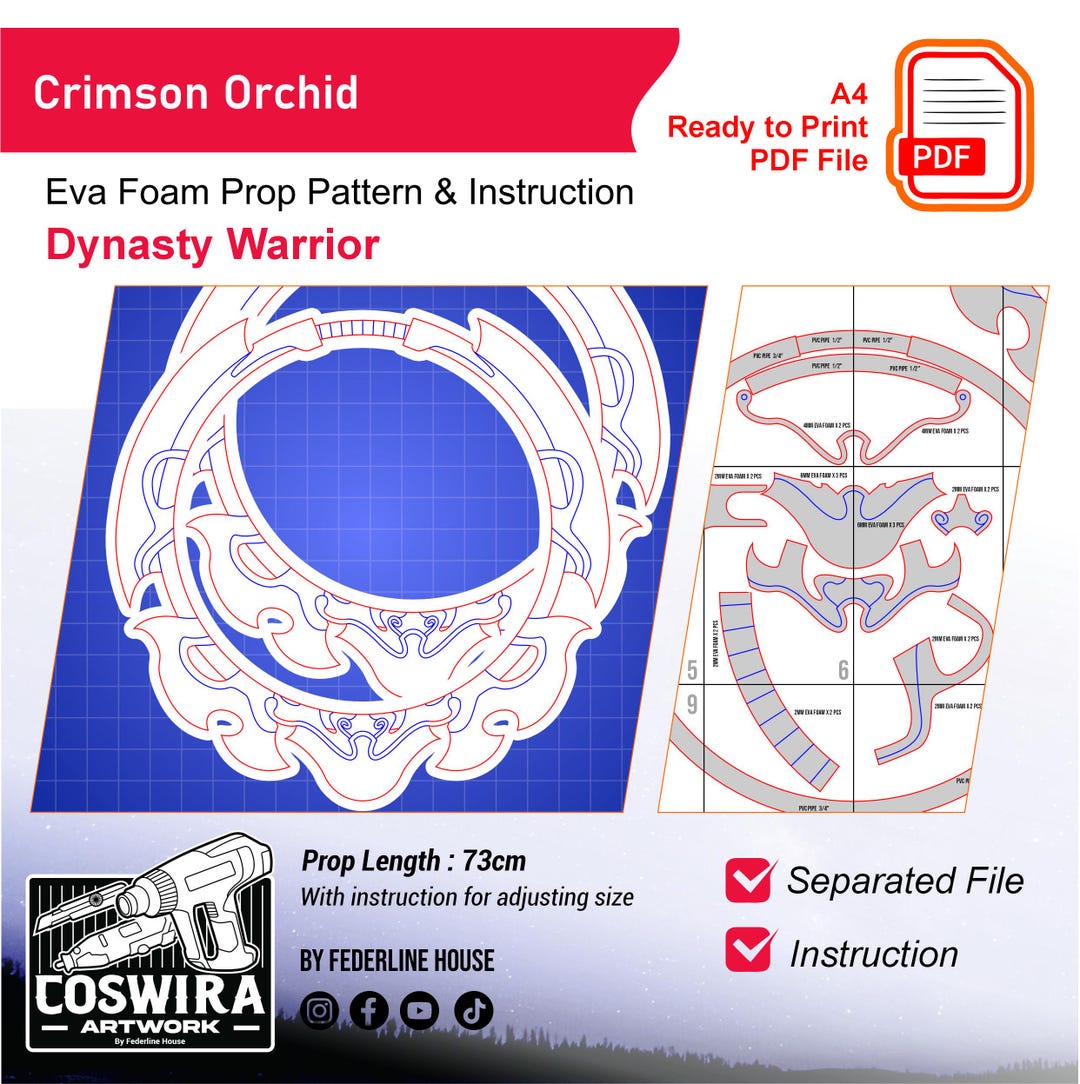 Crimson Orchid Dual Blade Prop Template – EVA Foam Pattern Inspired by ...