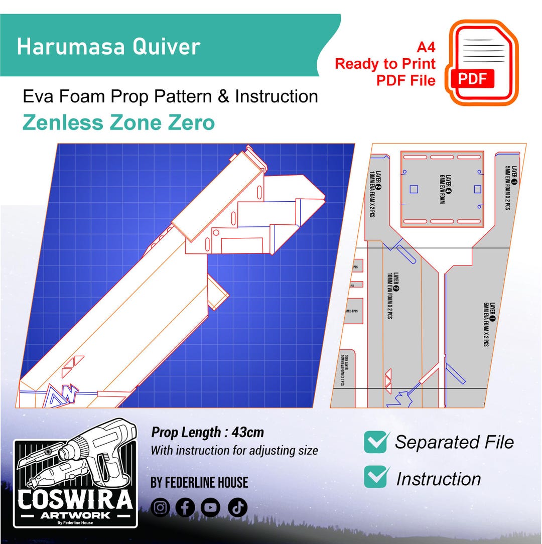 Harumasa Quiver Prop Template – EVA Foam Pattern Inspired by Zenless ...