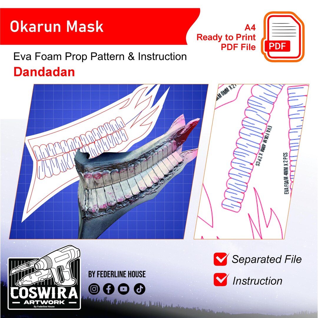 Okarun Mask Prop Template – EVA Foam Pattern for Cosplay & DIY Builds ...