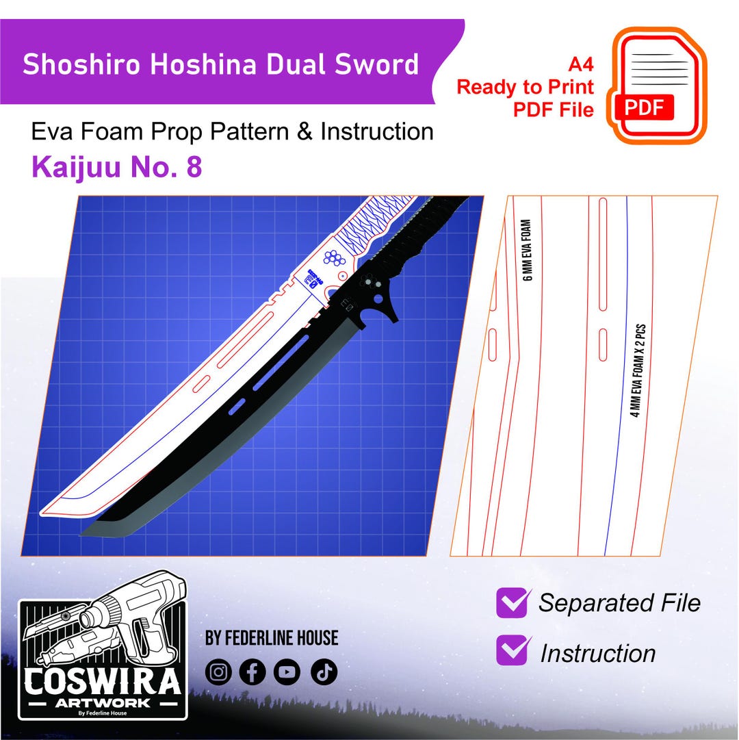 Shoshiro Hoshina Dual Blade Prop Template – EVA Foam Pattern - Etsy