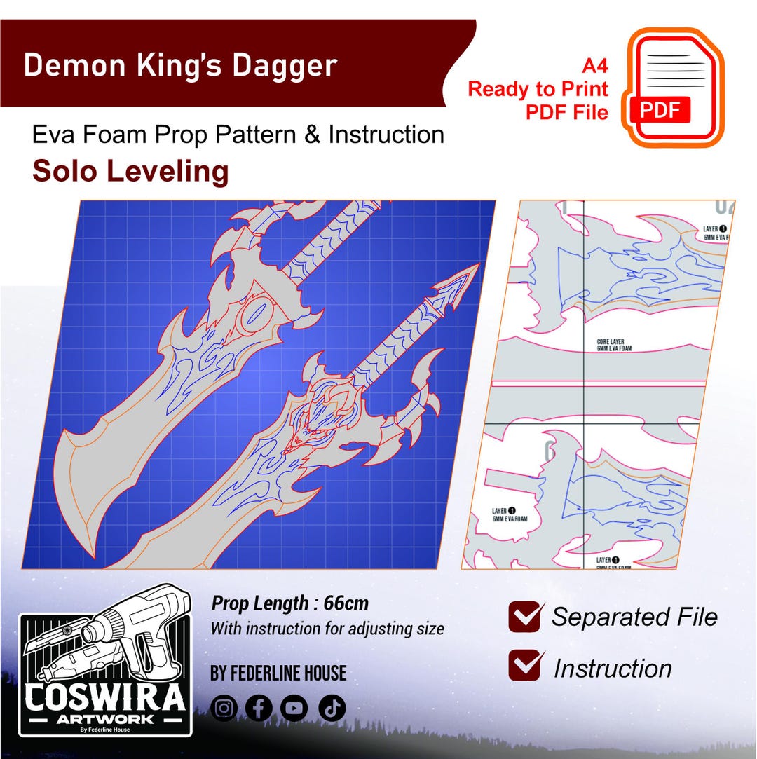 Demon King Dagger Prop Template – EVA Foam Pattern Inspired by Sung Jin ...
