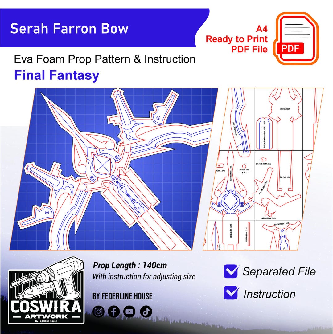 Serah Farron Bow Prop Template – EVA Foam Pattern Inspired by Final ...