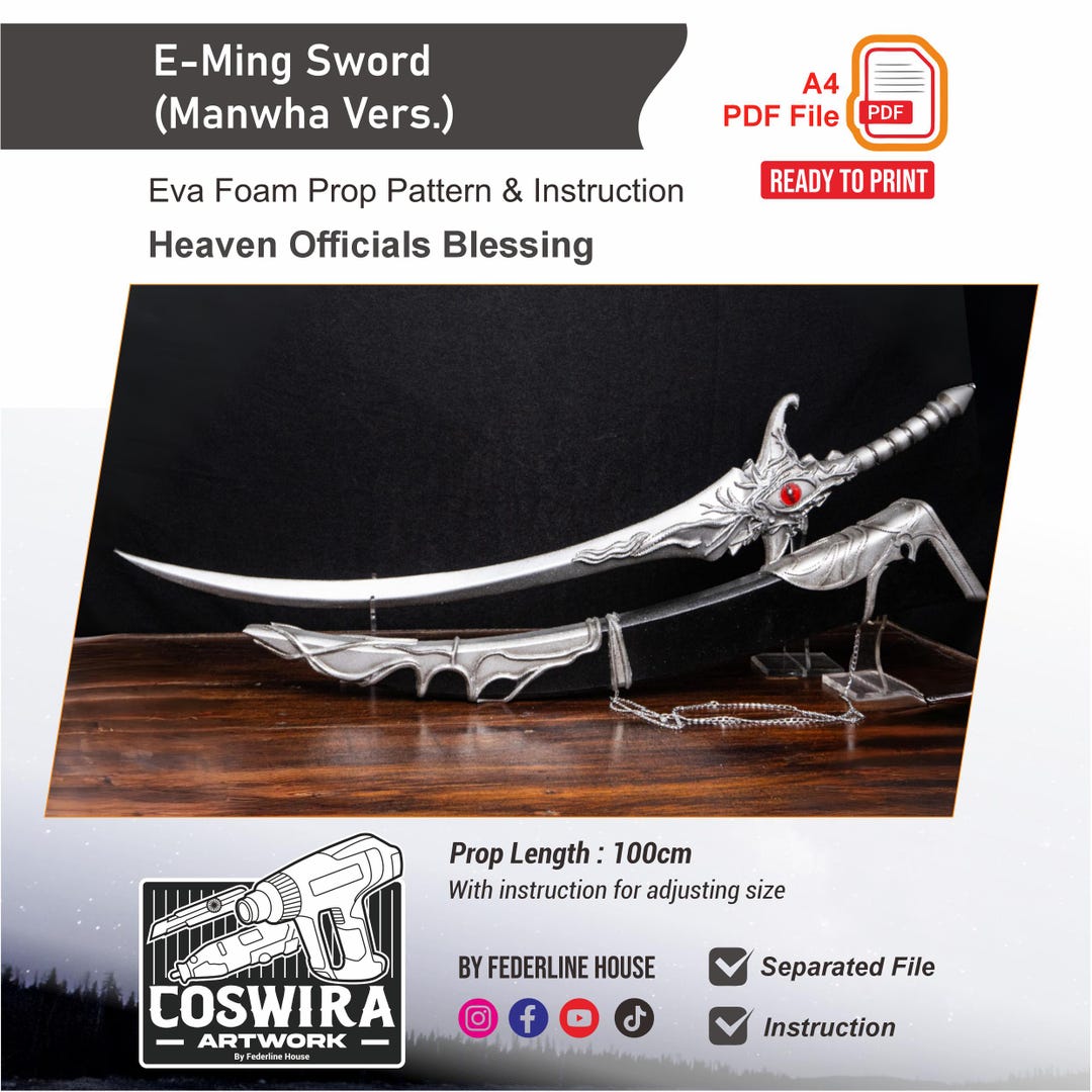 E Ming Sword Manhwa Prop Pattern Template – EVA Foam Pattern for ...