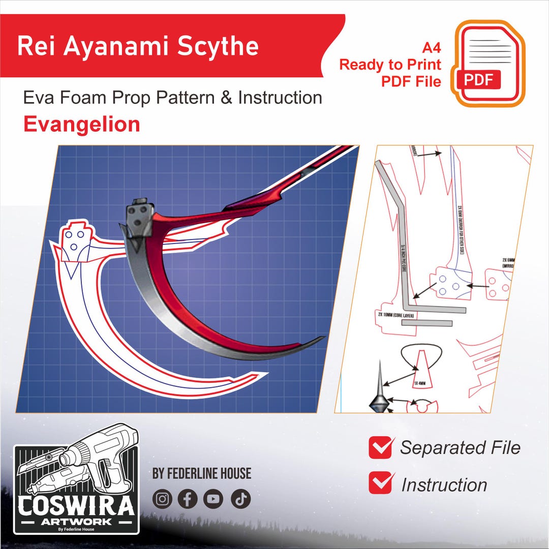 Rei Ayanami Heavy Scythe Prop Template – EVA Foam Pattern - Etsy