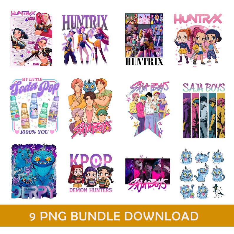 Huntrix Kpop Demon Hunters Png バンドル、Girl Dinner Png、Kpop Demon Hunter ...