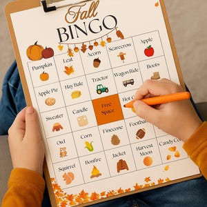 Printable Fall Bingo Game: Autumn Thanksgiving Activity (PDF + PNG ...