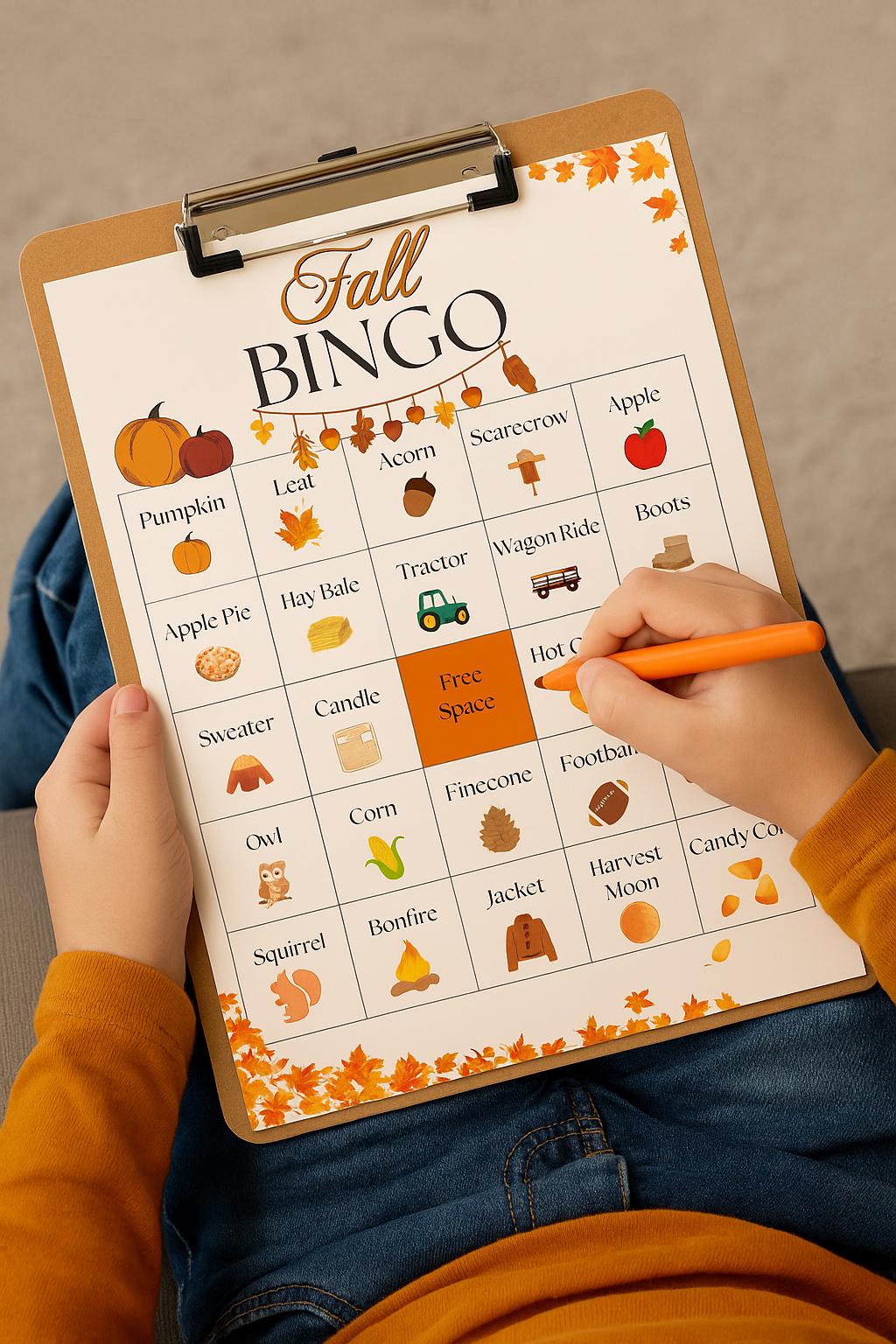 Printable Fall Bingo Game: Autumn Thanksgiving Activity (PDF + PNG ...