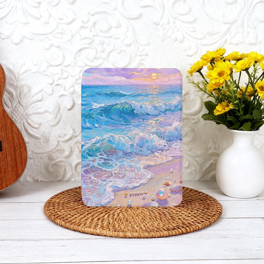 Purple Sea Oil Painting Kindle Case With Hand Strap for Paperwhite 12th ...
