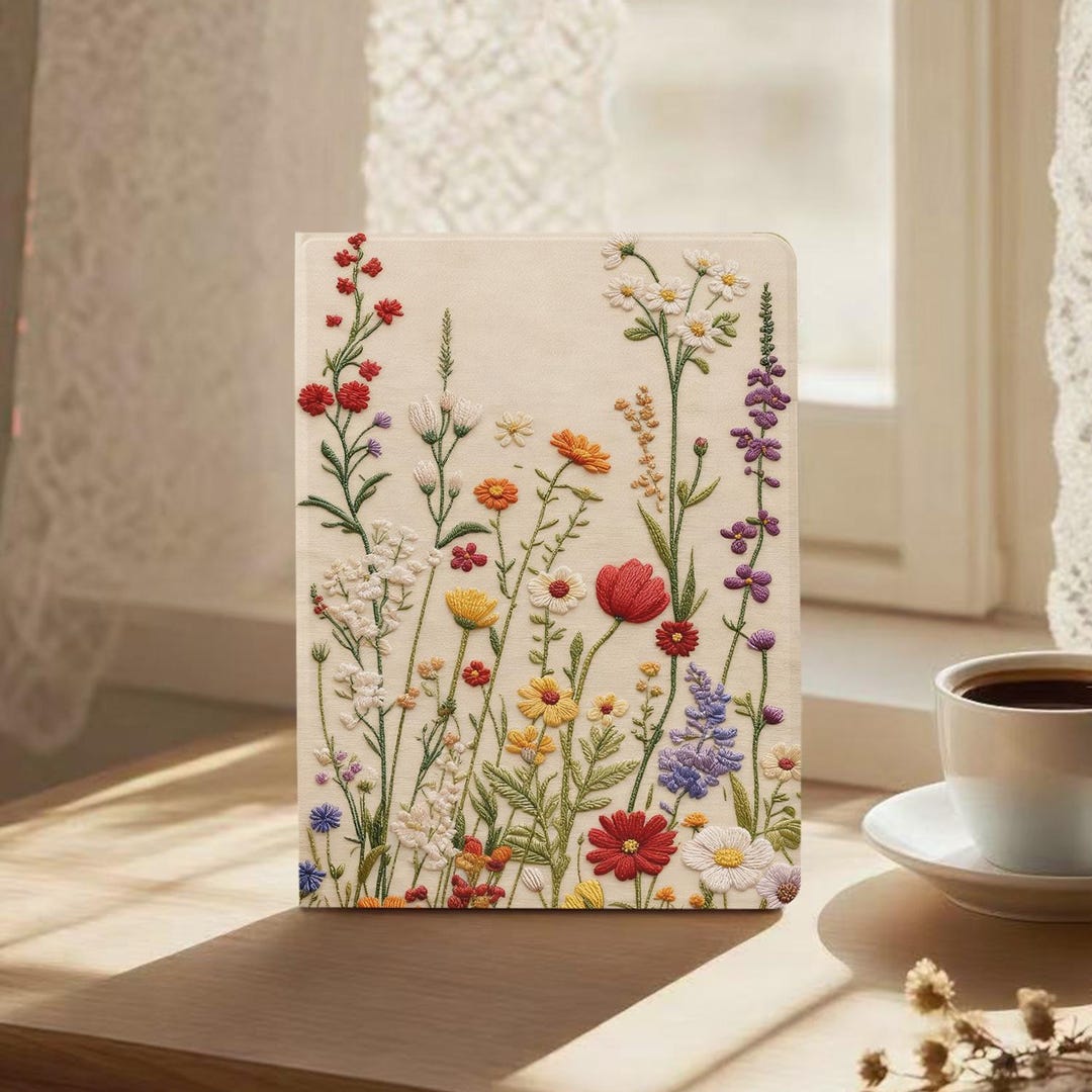 Elegant Colorful Flowers iPad Case With Pencil Holder iPad 2025 Air 7 ...