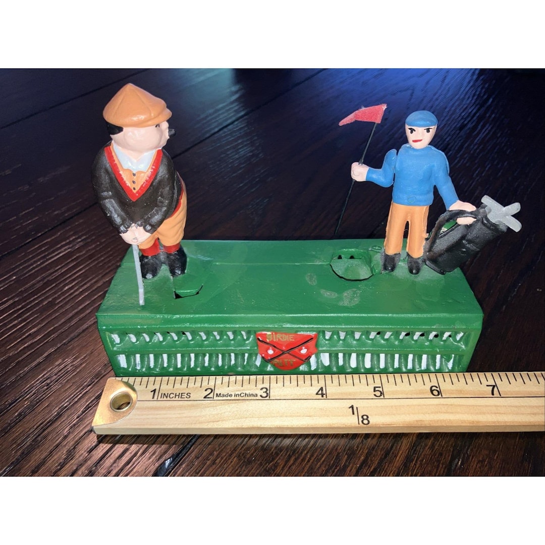 Mechanical Coin Bank Vintage Cast Iron Birdie Putt Golf Moving WORKS - Etsy