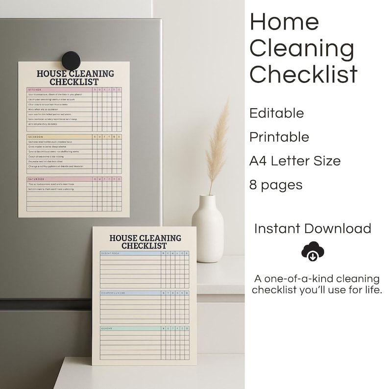 Editable Cleaning Checklist Bundle: Printable Weekly Cleaning Planner ...