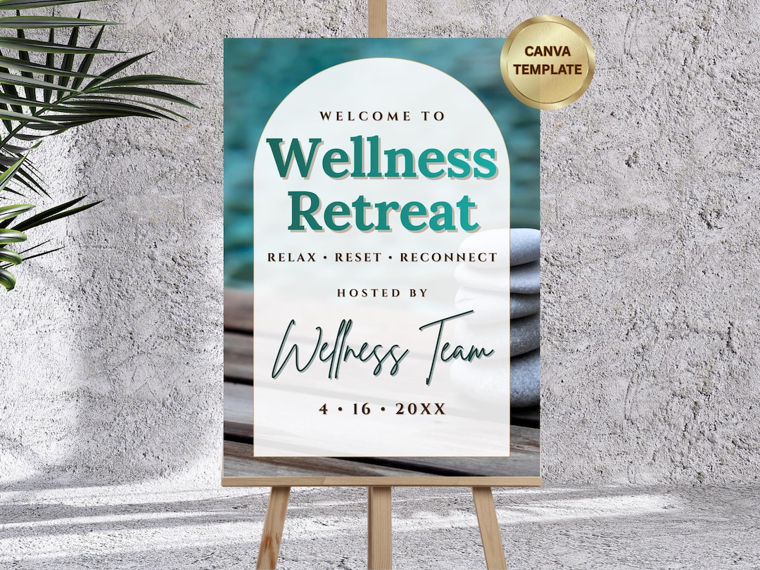 Wellness Retreat Welcome Sign Template | Yoga Spa Event Poster ...