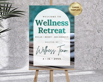 Wellness Retreat Welcome Sign Template | Yoga Spa Event Poster ...