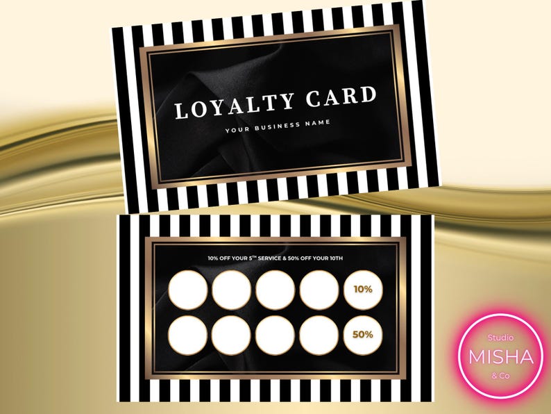Loyalty Card Template | VIP Glam Monochrome Editable Canva Design ...