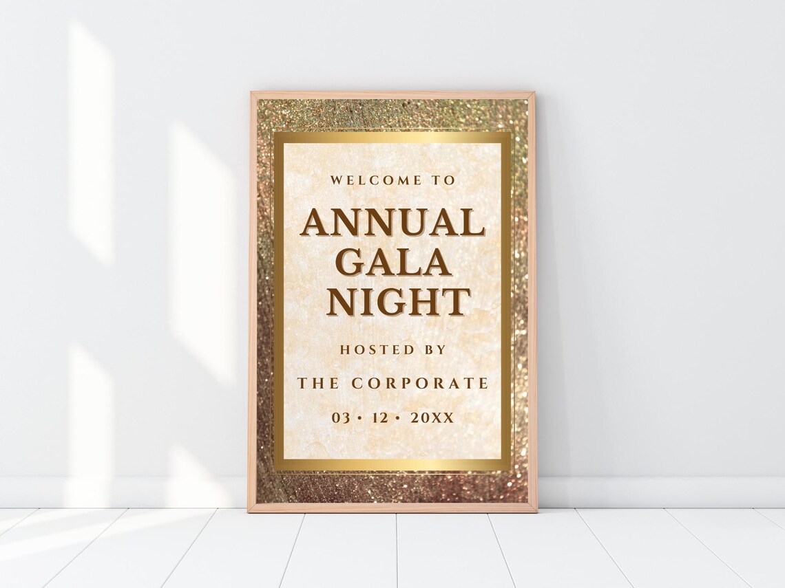 Event Welcome Sign Template | Black Tie Gala Awards Party Gold Poster ...