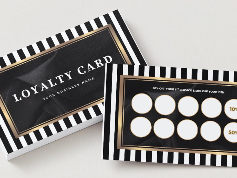 Loyalty Card Template | VIP Glam Black White Editable Canva Design ...