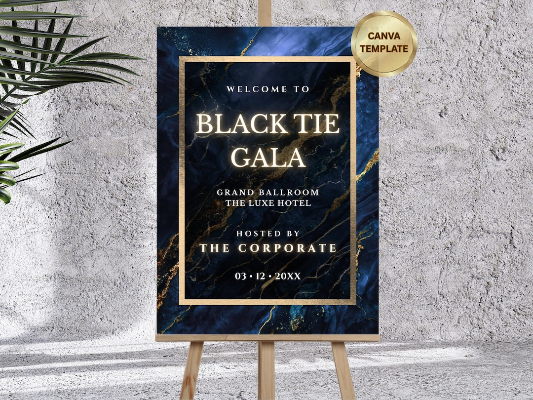 Event Welcome Sign Template | Black Tie Gala Awards Formal Party Poster ...