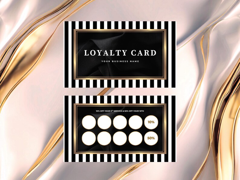 Loyalty Card Template | VIP Glam Black White Editable Canva Design ...