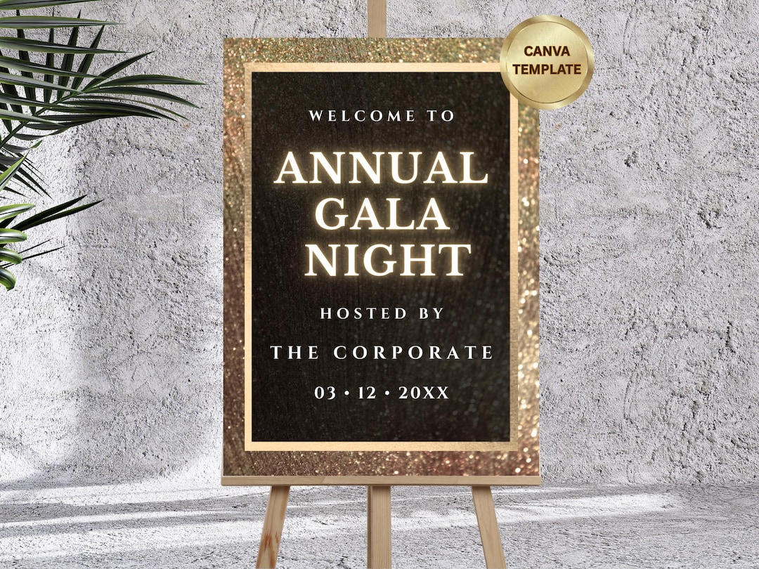 Event Welcome Sign Template | Black Tie Gala Awards Party Poster ...