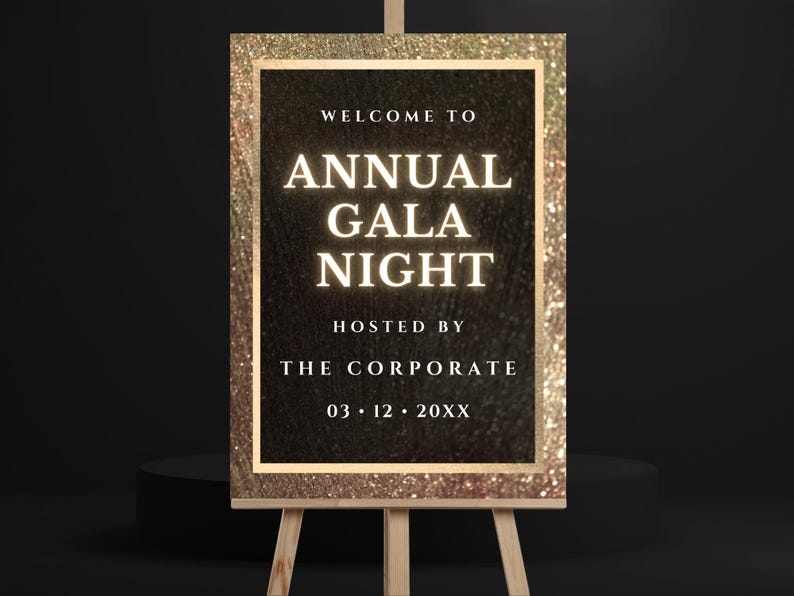 Event Welcome Sign Template | Black Tie Gala Awards Party Poster ...