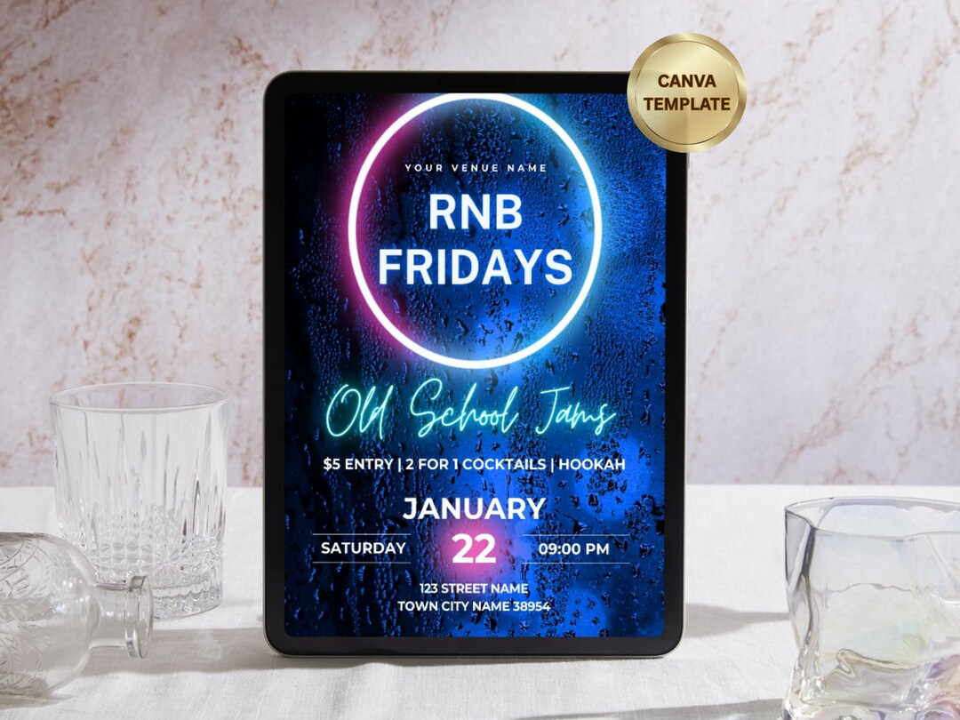 RNB Night Party Template | Nightclub Event Flyer | Blue Pink Neon ...