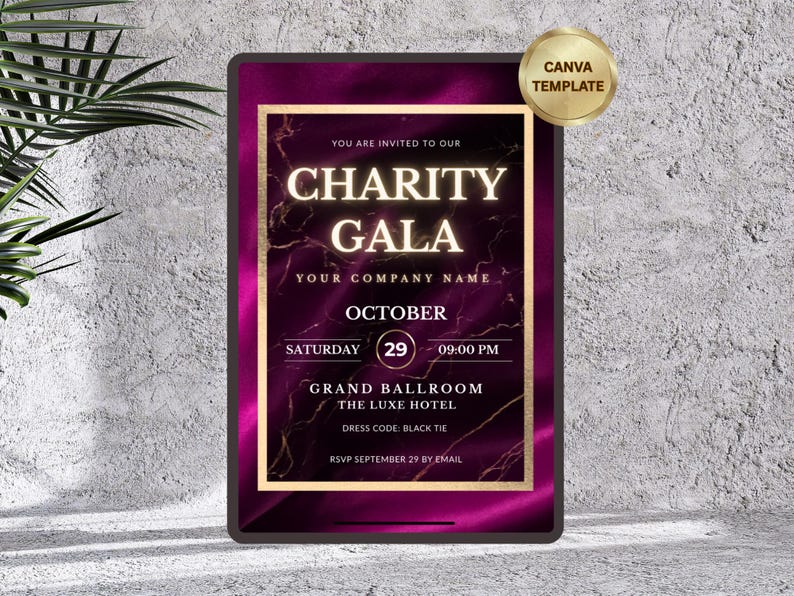 Charity Gala Event Template Invitation | Corporate Fundraising Formal ...