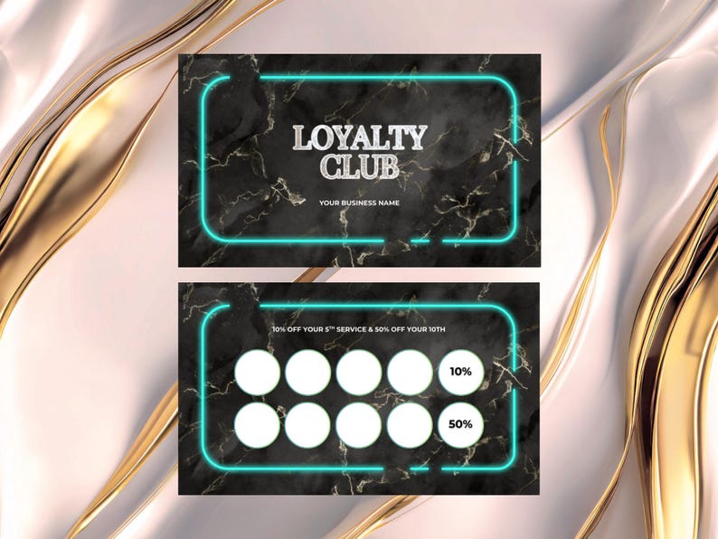 Marble Glam Black and Green VIP Loyalty Card | Editable Canva Rewards ...