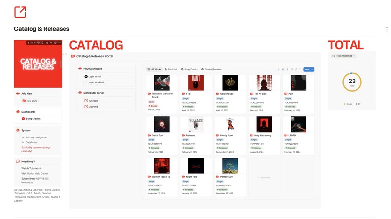 Catalog & Releases | the Ultimate Notion System for Music Release ...