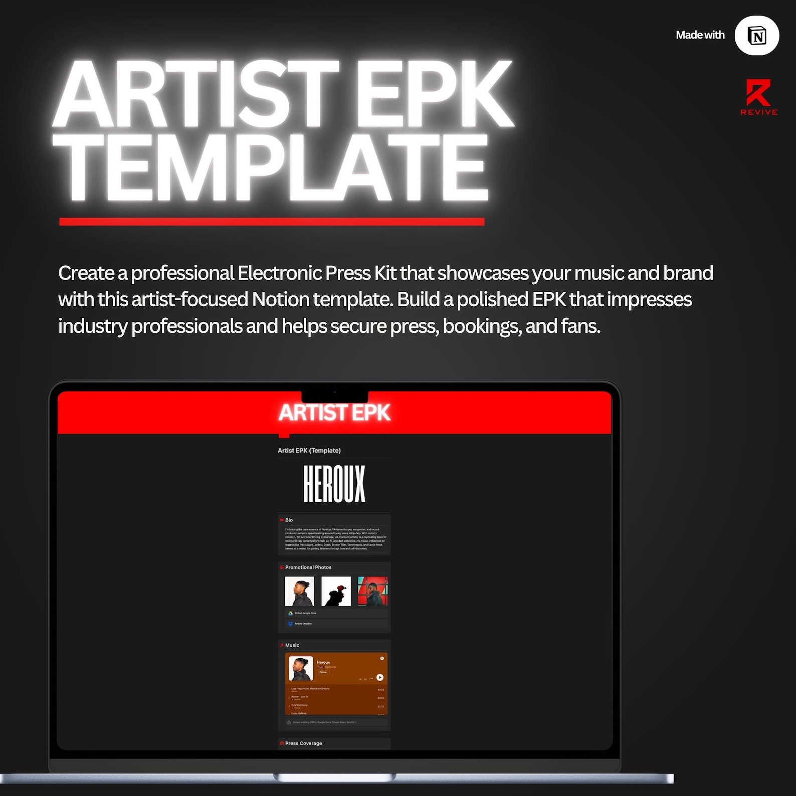 Artist EPK Notion Template | Professional Press Kit for Musicians & Bands | Digital Download ...
