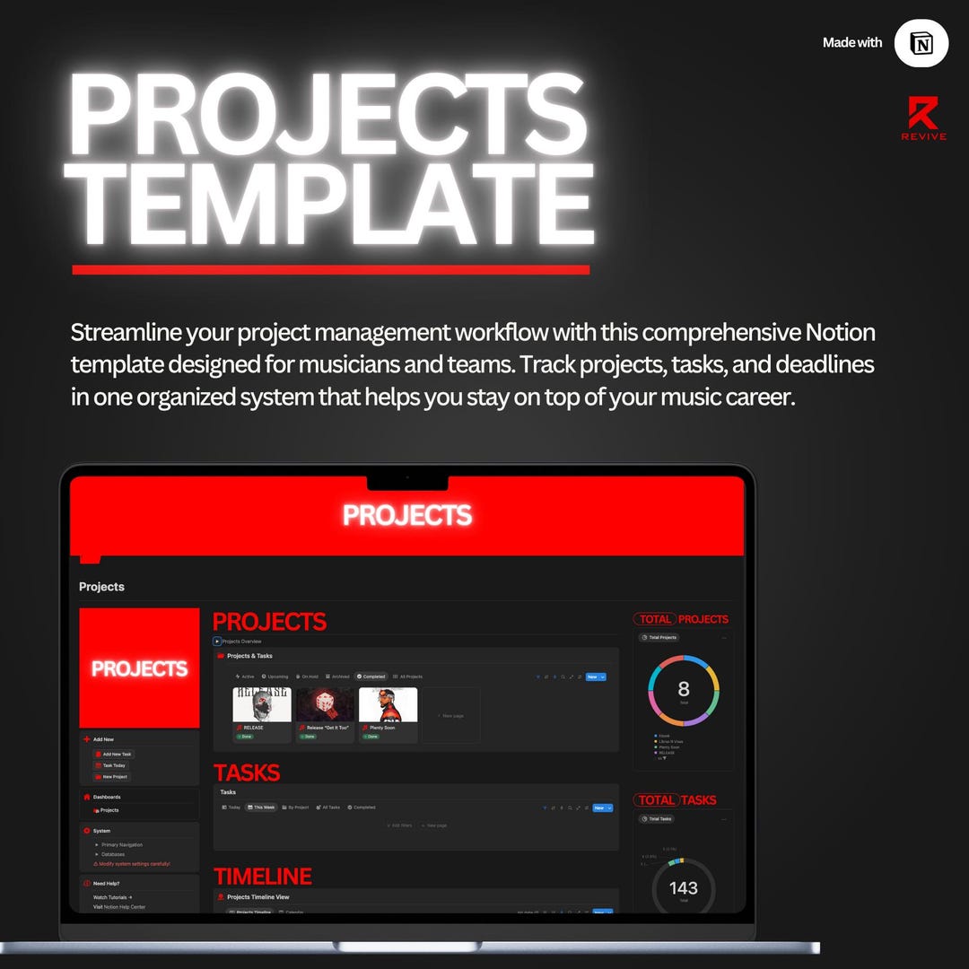 Notion Project & Task Template | DIY Musicians + Labels - Etsy