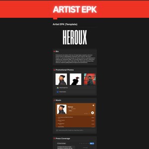 Artist EPK Notion Template | Professional Press Kit for Musicians & Bands | Digital Download ...