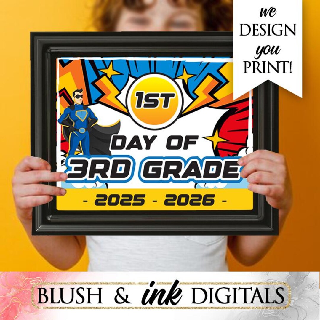 Printable First Day of 3rd Grade Sign, 3rd Grade Graduation Sign, First Day of School, 1st Year ...