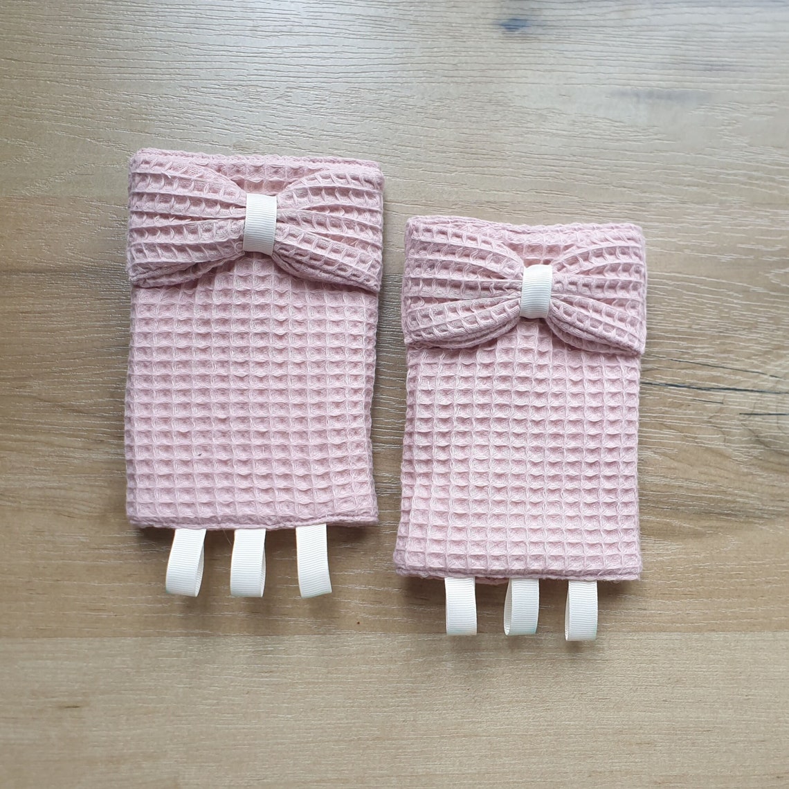 Compresas de algodón gofre rosa con lazos y cintas - Etsy España