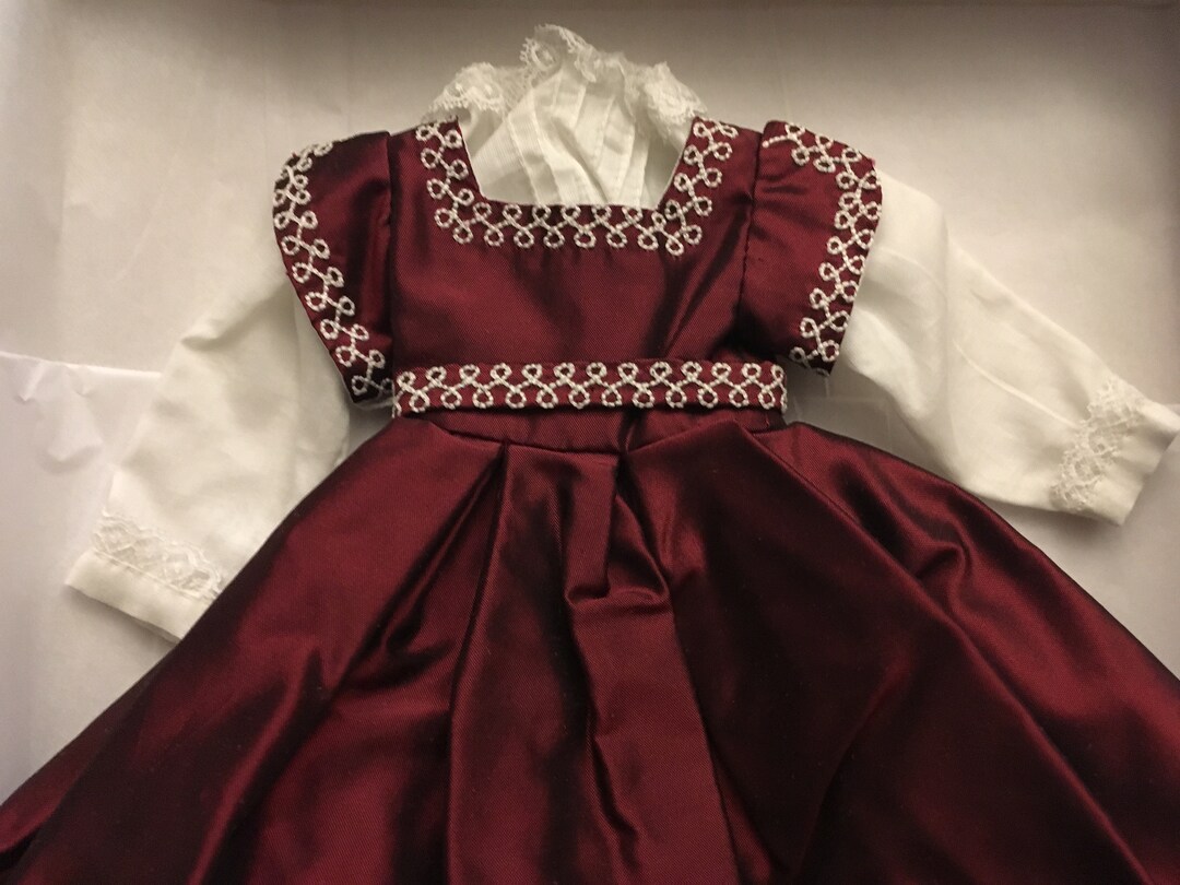 Fashion Doll Antique Styled Burgundy Taffeta 2 Piece Gown Superior ...