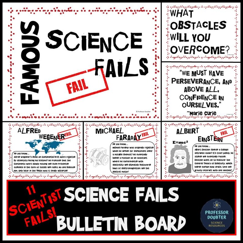 Science Bulletin Board Famous Scientist Fails for Growth Mindset and ...