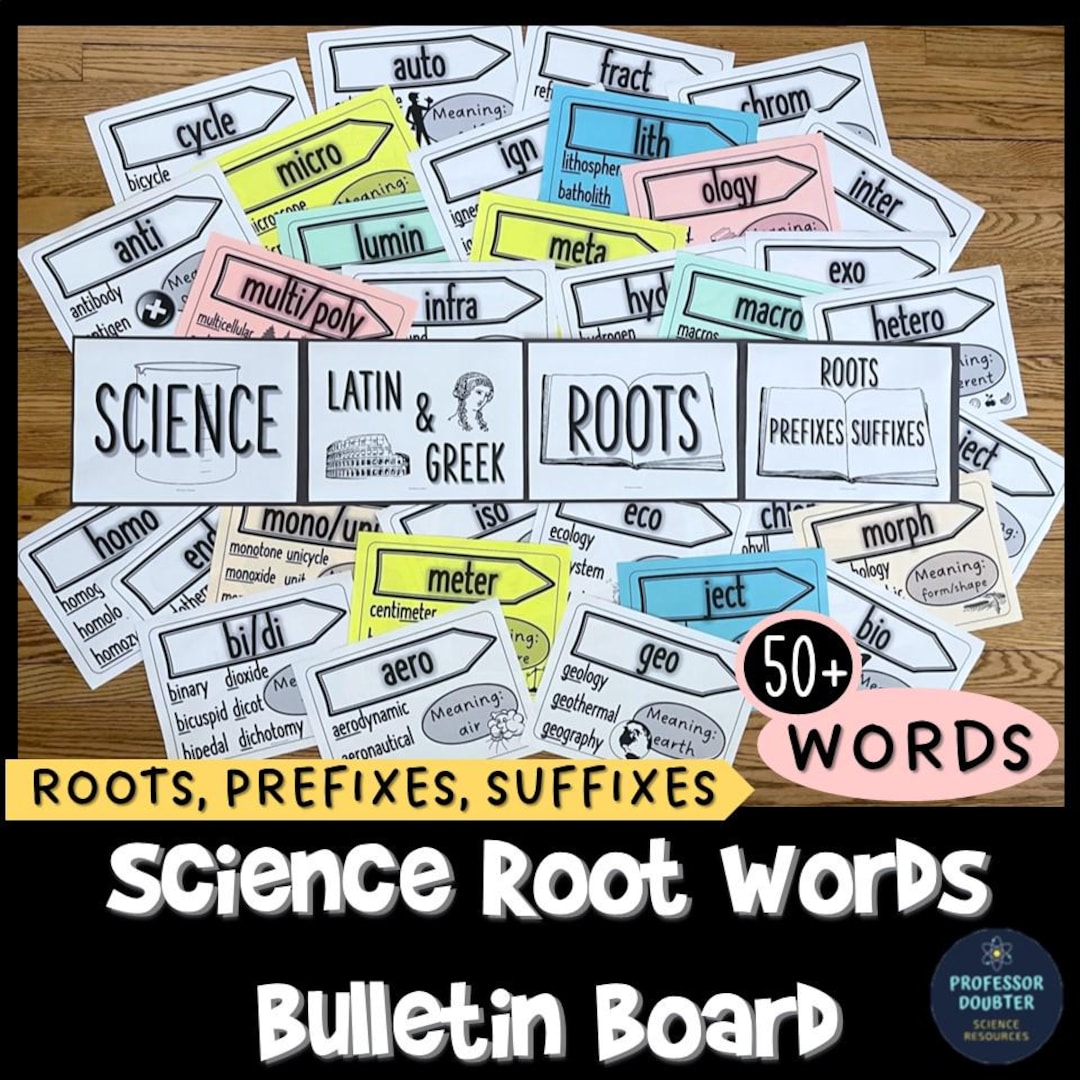 Science Bulletin Board Root Words Prefixes and Suffixes Posters and ...