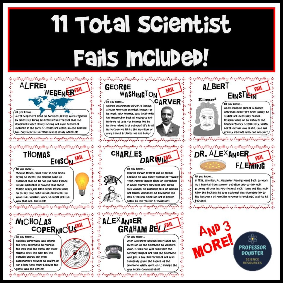 Science Bulletin Board Famous Scientist Fails for Growth Mindset and ...
