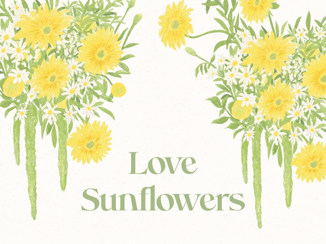 Sunflower Clipart PNG – Hand-drawn Colored Pencil Illustration, Digital ...
