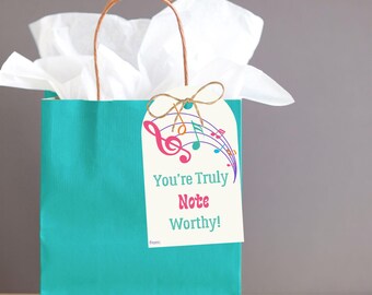 A Note of Appreciation Printable Tag, Musical Notes Party Favor Tag ...