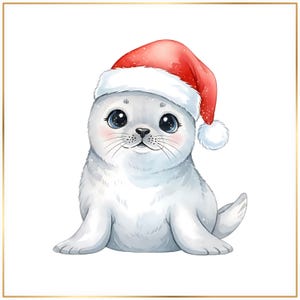 Winter Animals Clipart PNG Set, Watercolor Christmas Animals, Baby ...