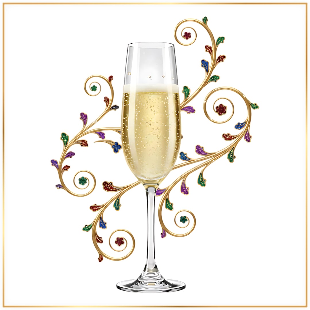 Indian Champagne Glass PNG, Gold Floral Champagne Clipart, Desi Wedding ...