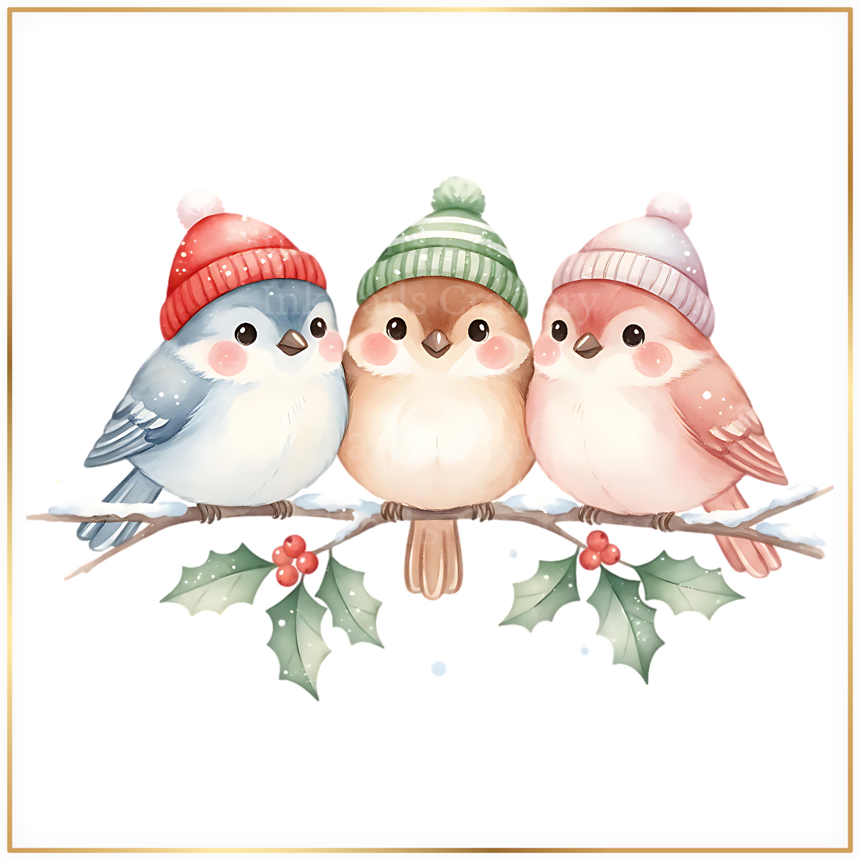 Winter Animals Clipart PNG Set, Watercolor Christmas Animals, Baby ...