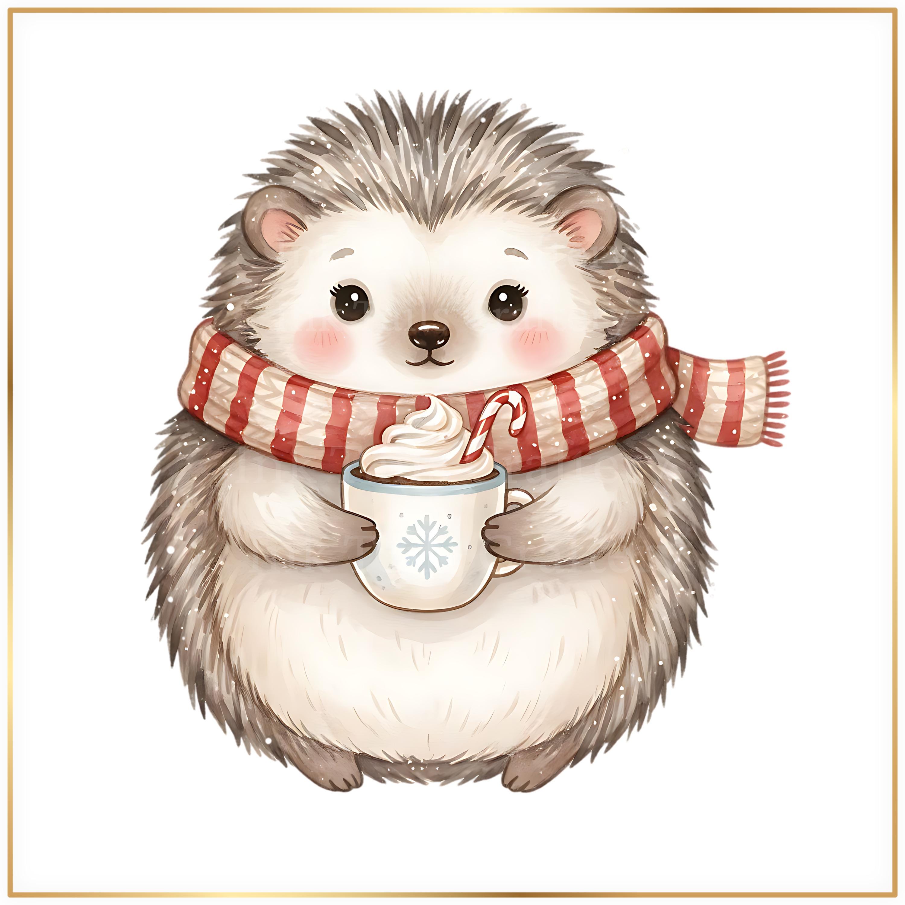 Winter Animals Clipart PNG Set, Watercolor Christmas Animals, Baby ...