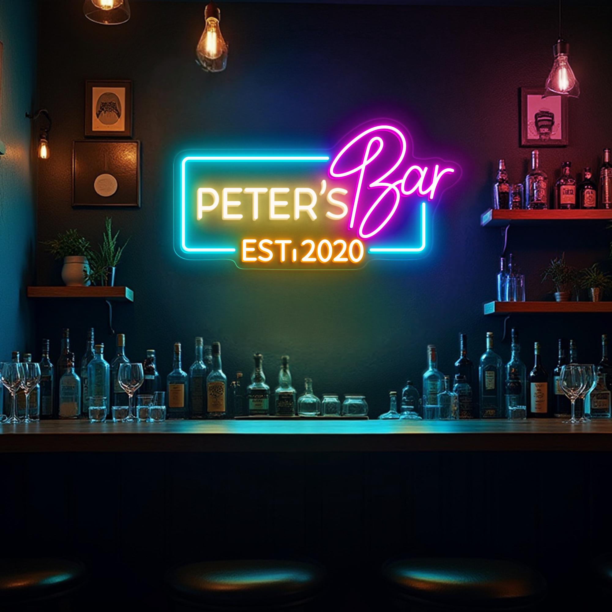 Custom Bar Neon Sign, Personalized Bar Sign for Home Bar, Outdoor Bar ...