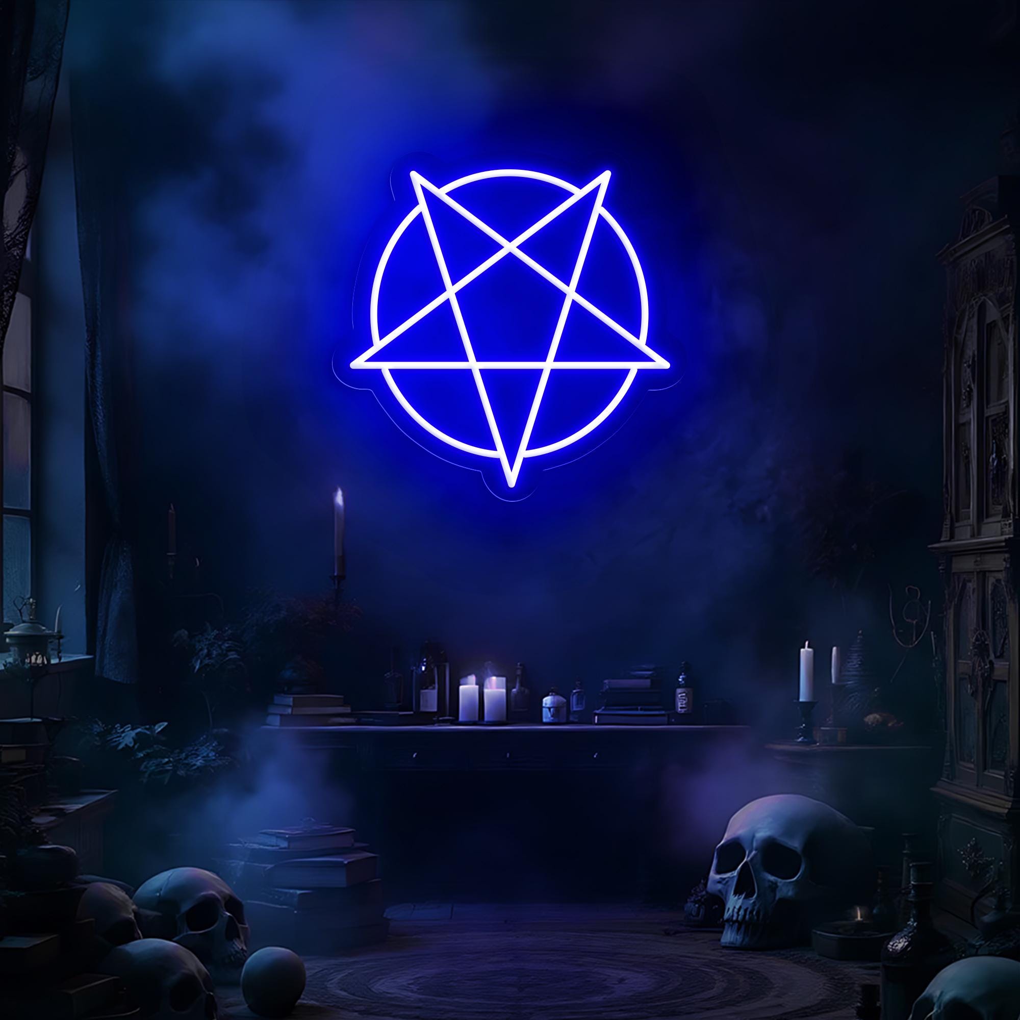 Pentagram Neon Sign, Spooky LED Light, Led Inverted Pentagram Sign ...